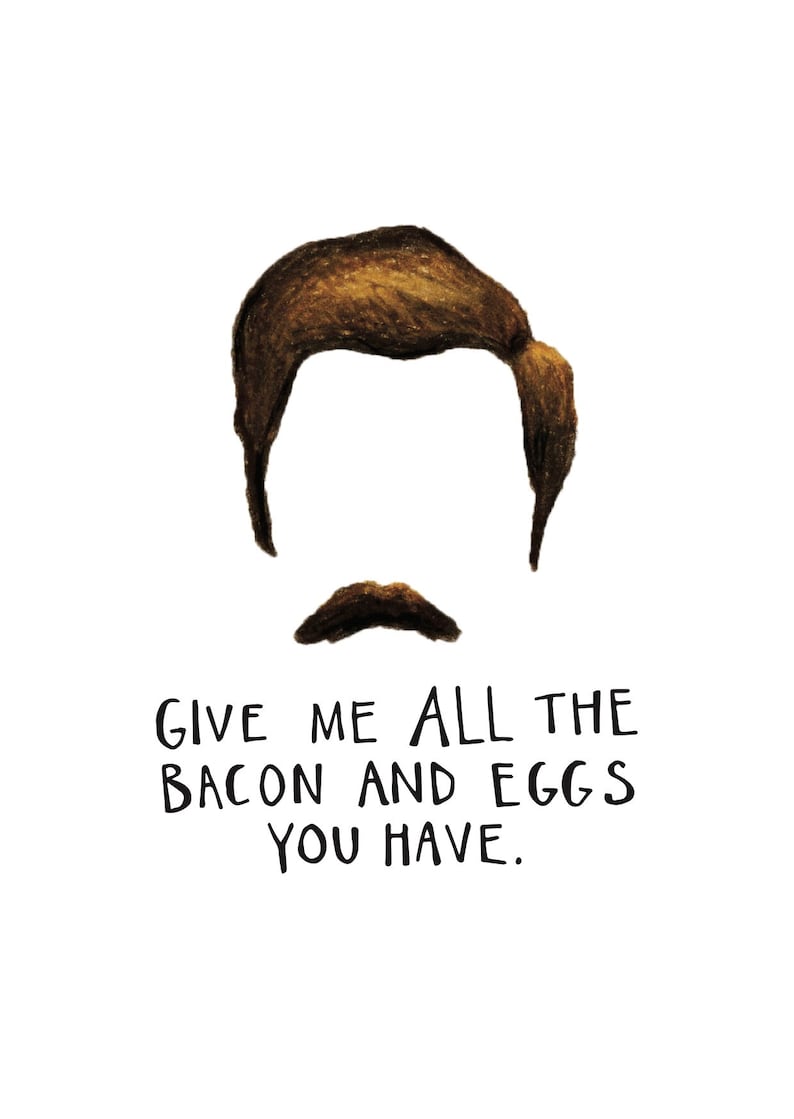 Ron Swanson Bacon and Eggs Parks and Rec Postcard A6 - Etsy