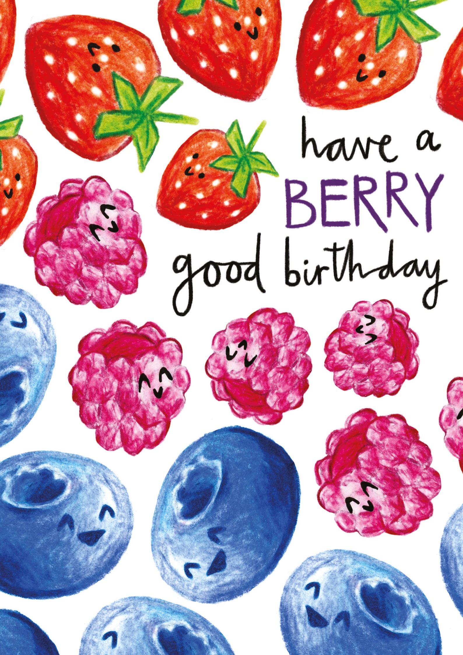 Berry Strawberry Blueberry Raspberry Birthday Card - Etsy