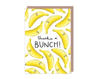 Thanks A Bunch Banana Thank You Hand Made Greeting Love Card Hand Drawn ...