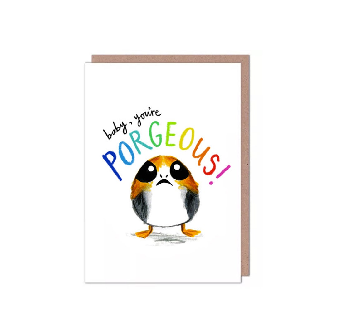 Porg Valentines/birthday/anniversary Star Wars Card - Etsy