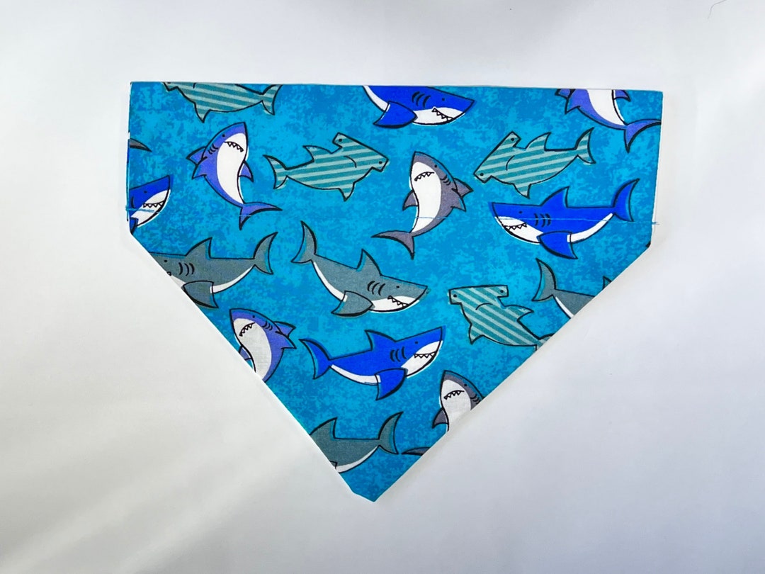 Dog Collar Bandana Over the Collar - Shark Week, Friendly Sharks Print ...