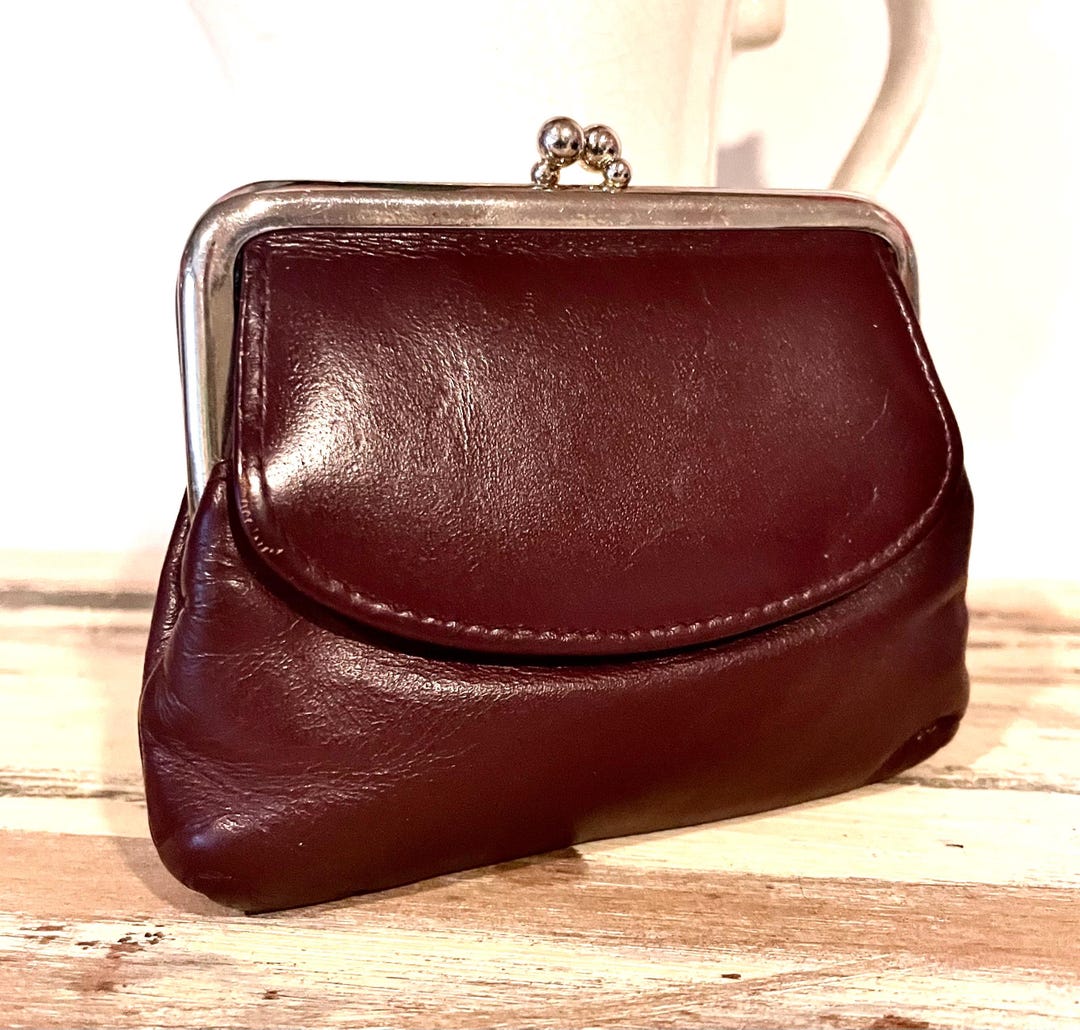 Vintage Leather Kiss Lock Coin Purse Wallet Burgundy Maroon Ox Blood - Etsy