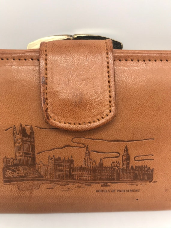 Vintage ladies soft tan leather wallet with coin purse - Gem