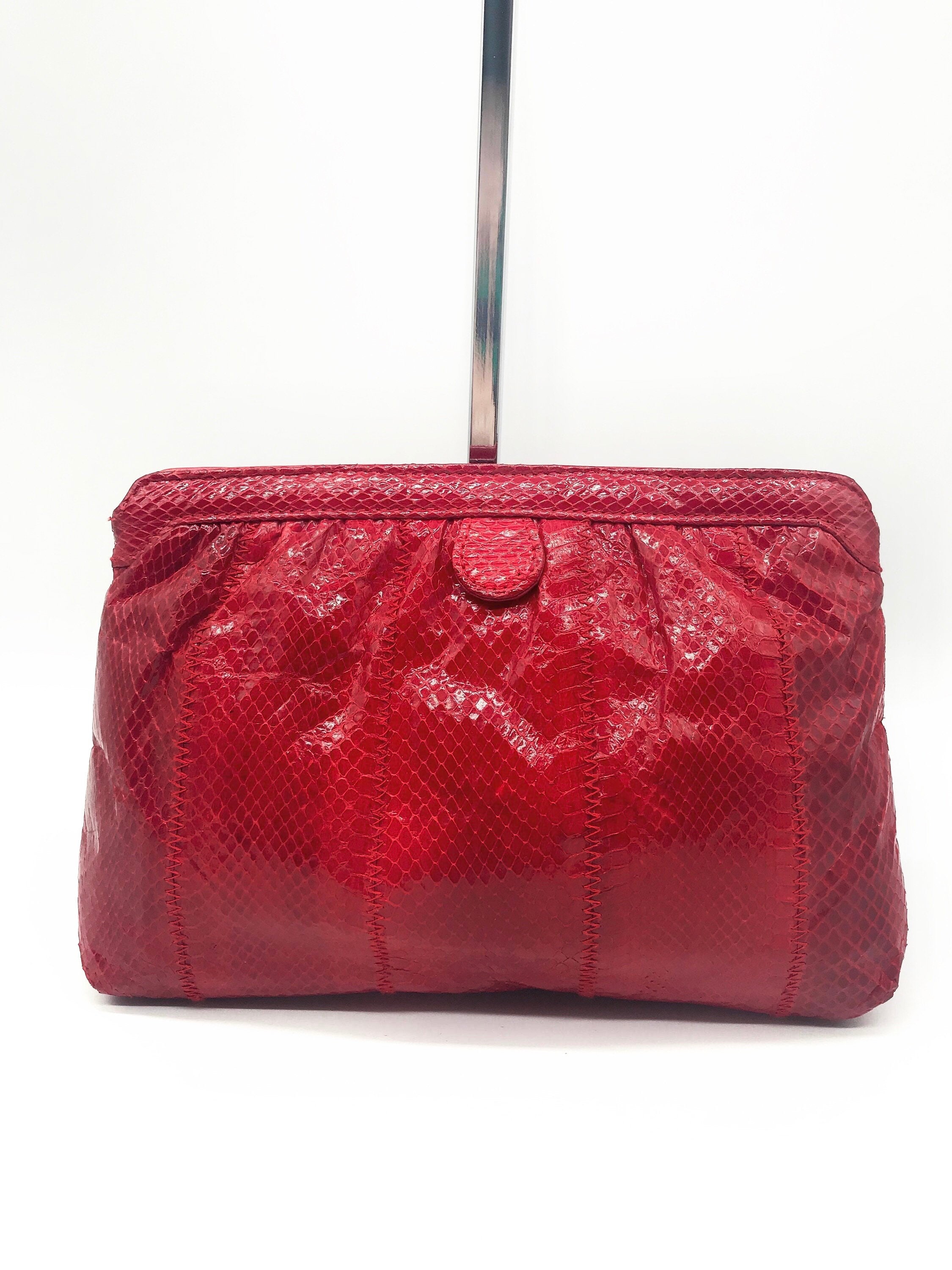 Vintage Bright Red Snake Skin Clemente Handbag Crossbody - Etsy