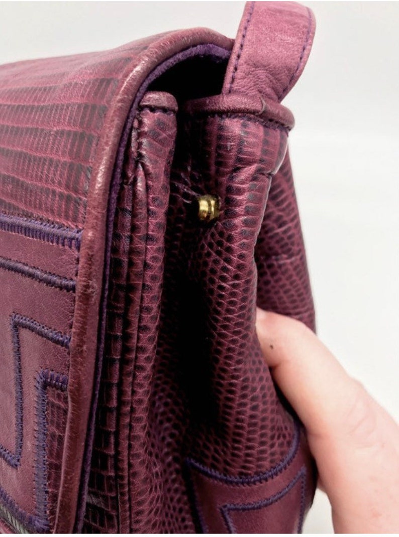 Purple Leather Faux Croc Handbag Crossbody or Shoulder - Etsy