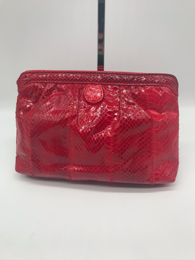 Vintage Bright Red Snake Skin Clemente Handbag Crossbody - Etsy