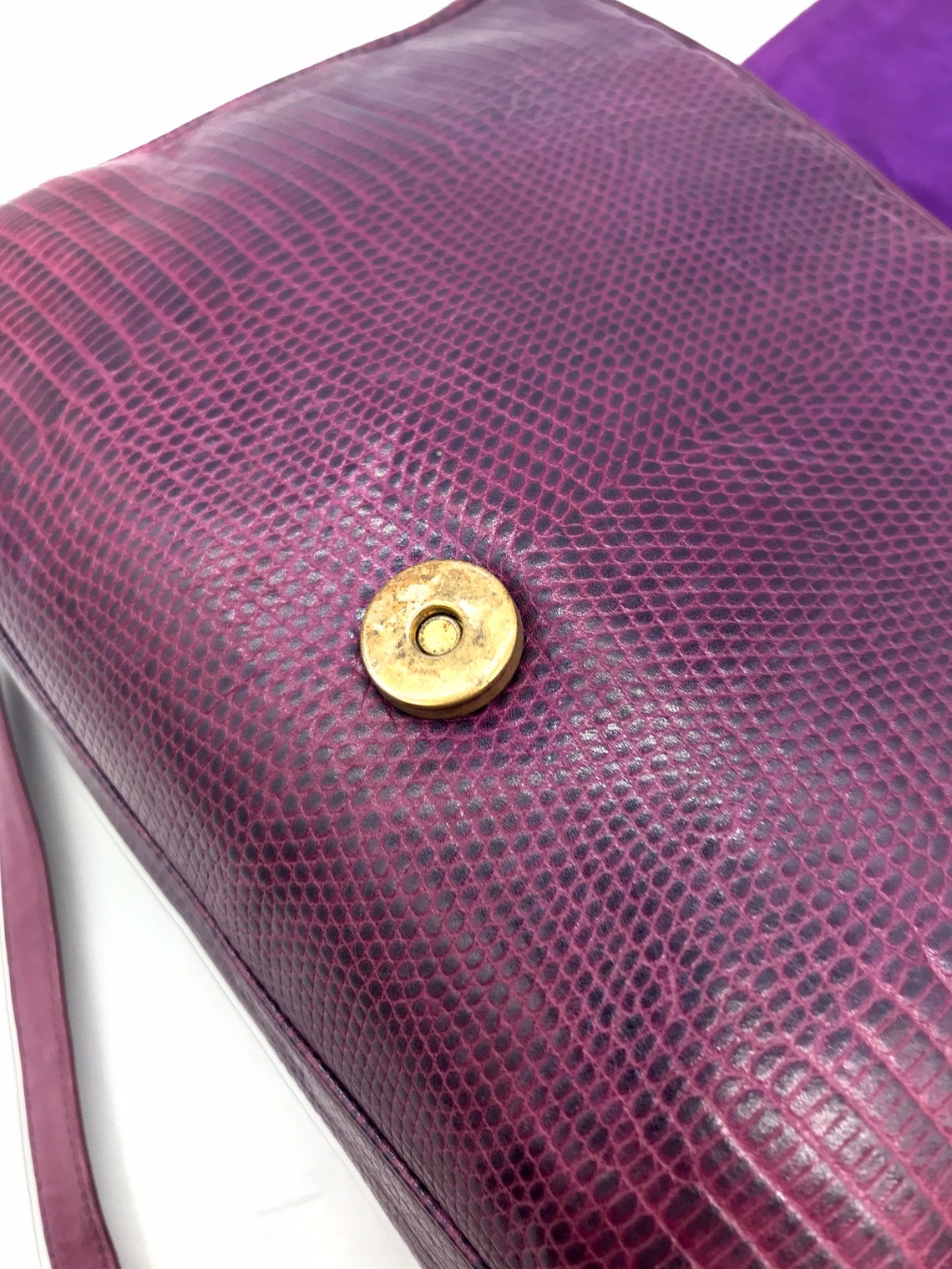 Purple Leather Faux Croc Handbag Crossbody or Shoulder - Etsy