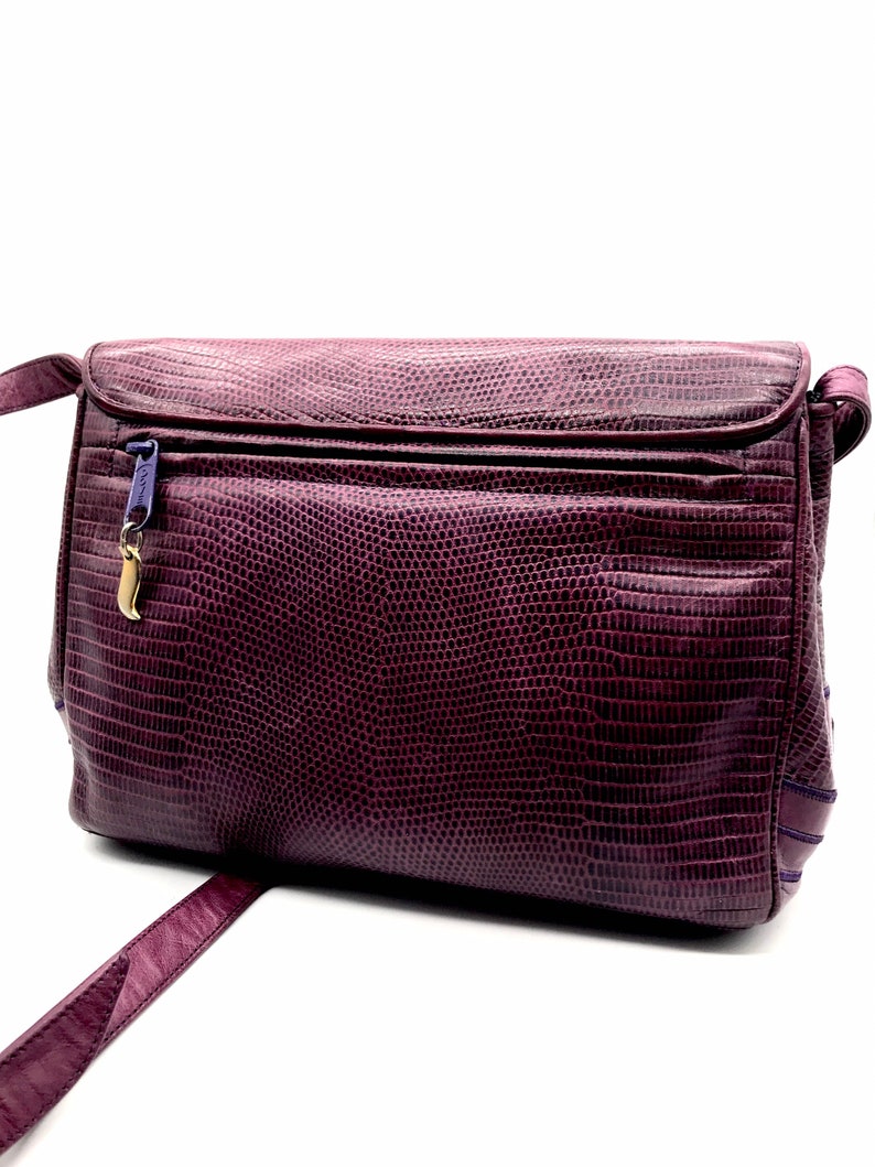 Purple Leather Faux Croc Handbag Crossbody or Shoulder - Etsy
