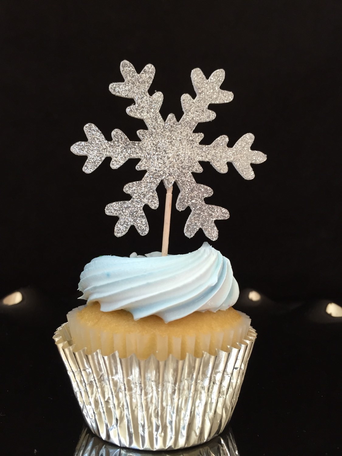 Glittered Snowflake Cupcake Toppers 12CT Winter Onederland | Etsy