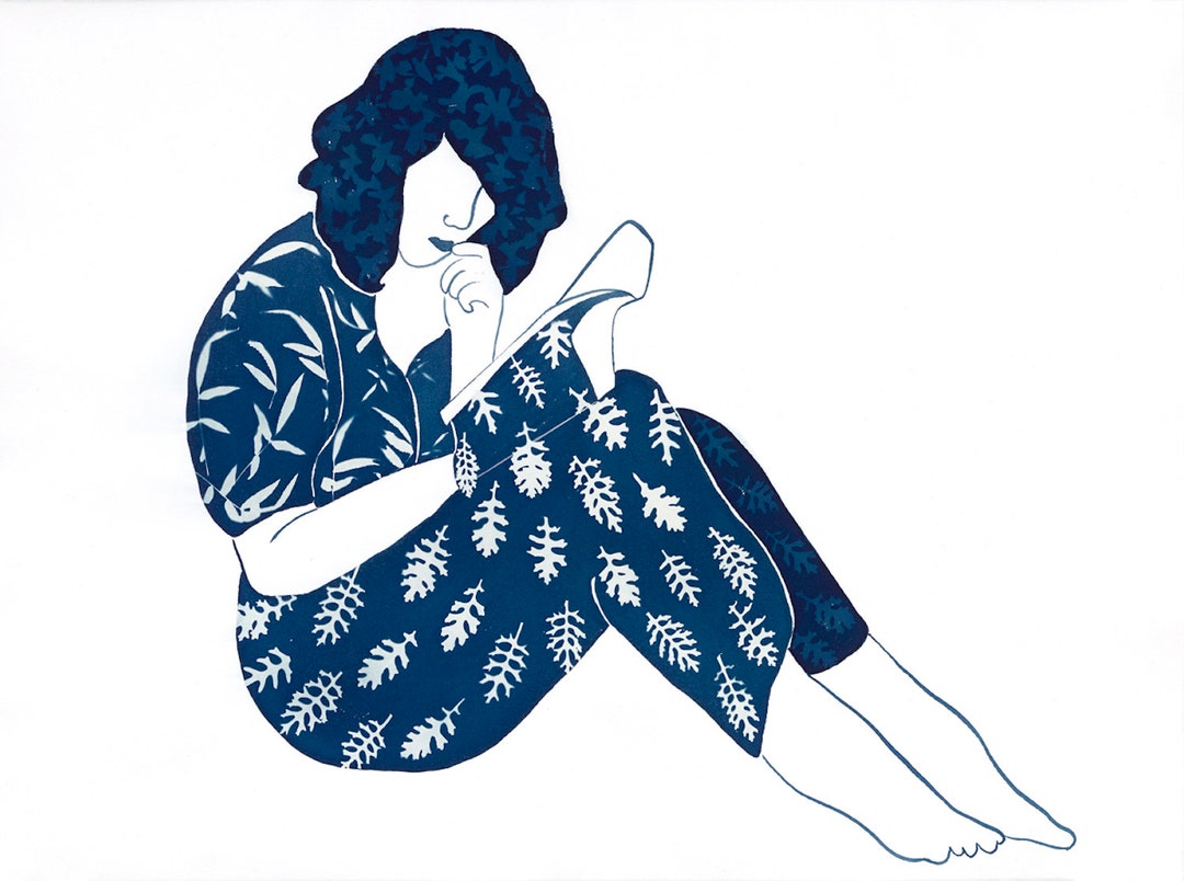 POEM for a Rainy Day, Botanical Cyanotype Print, SUN Print, Woman ...