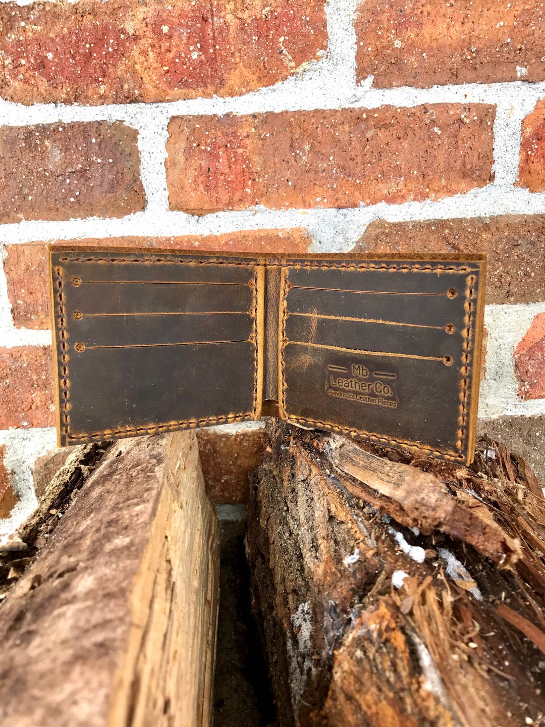 Leather Wallet, Rustic Wallet, Billfold Wallet, Handmade Leather Wallet ...