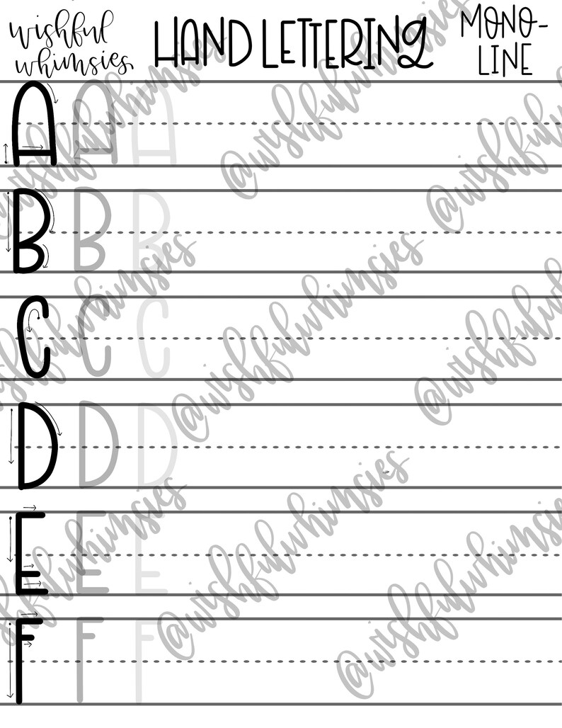Sans Serif Monoline Lettering Guides - Digital Practice Sheets - Etsy