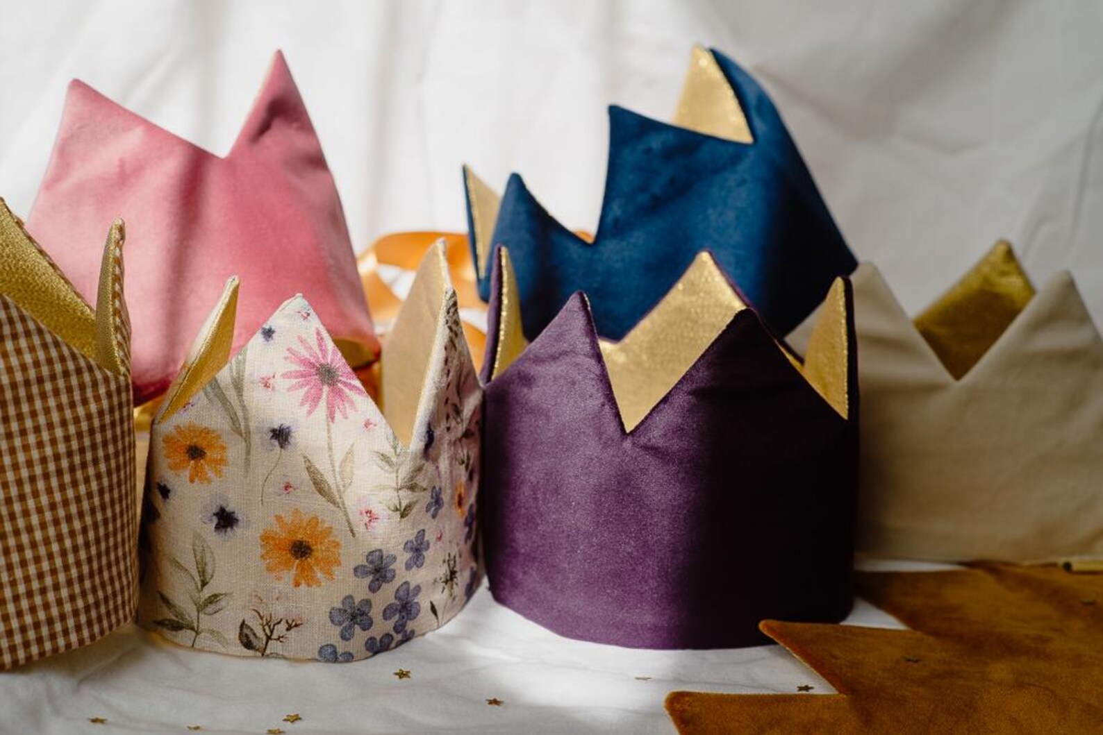 Linen Children’s Birthday Crown, Flower Party Hat for Toddler or Baby ...