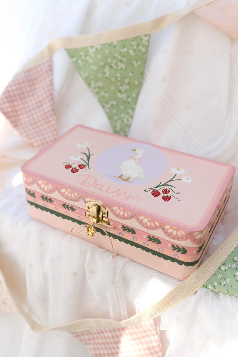 Hand Painted Baby Keepsake Box: Personalized Wooden Memory Box for Kids ...
