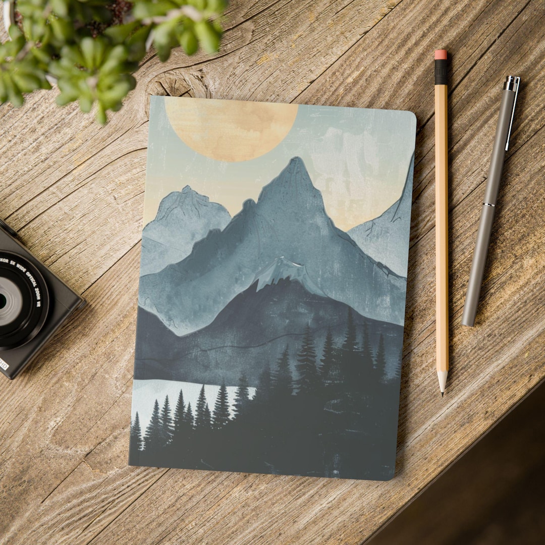 Mountain Landscape Journal | Moonlit Forest Softcover Notebook - Etsy