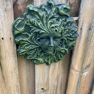 Green Lady Concrete Face Plaque With Embedded Hanger Green Woman Face ...