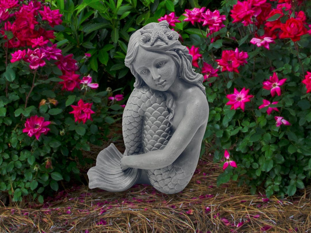 Mermaid Garden Statue Beachy Decor Miniature Mermaid Antique Mermaid ...