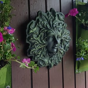 Green Lady Concrete Face Plaque With Embedded Hanger Green Woman Face ...