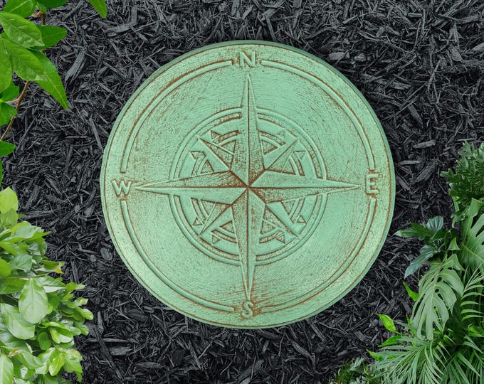 Compass Statue, Garden Decor, Concrete Garden Plaque, Cement Compass ...