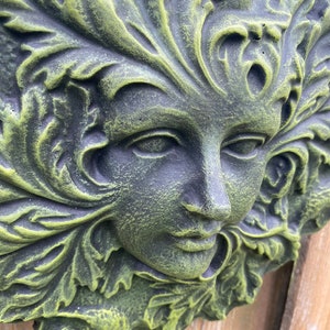 Green Lady Concrete Face Plaque With Embedded Hanger Green Woman Face ...