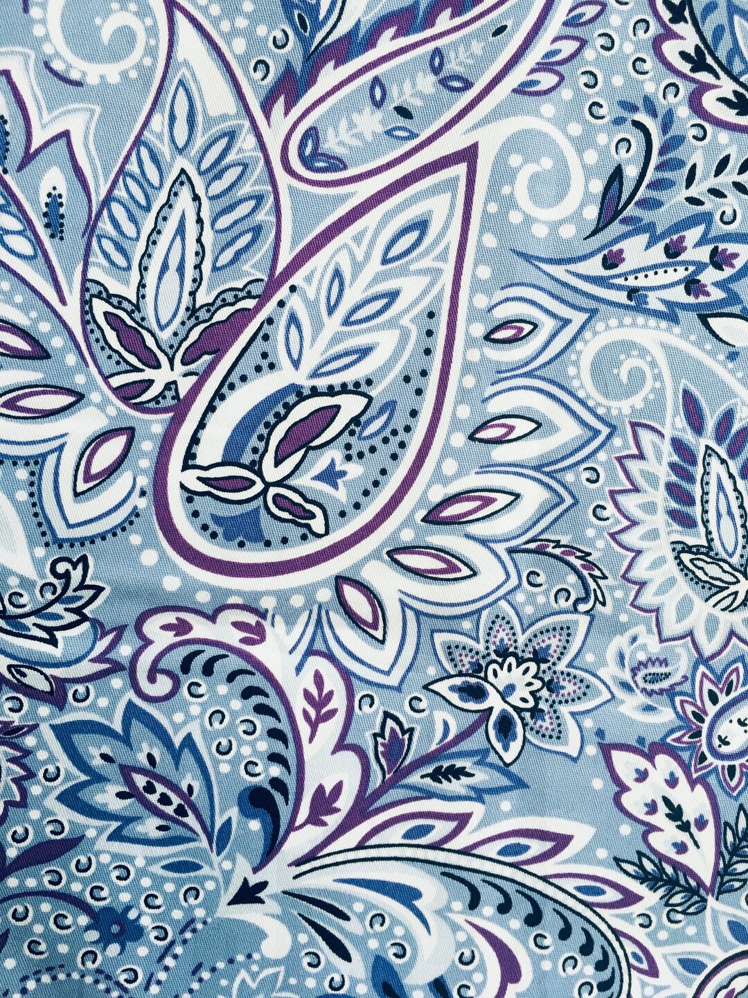 Paisley Stretch Denim Piece/paisley Cotton Fabric/blue Floral Denim ...