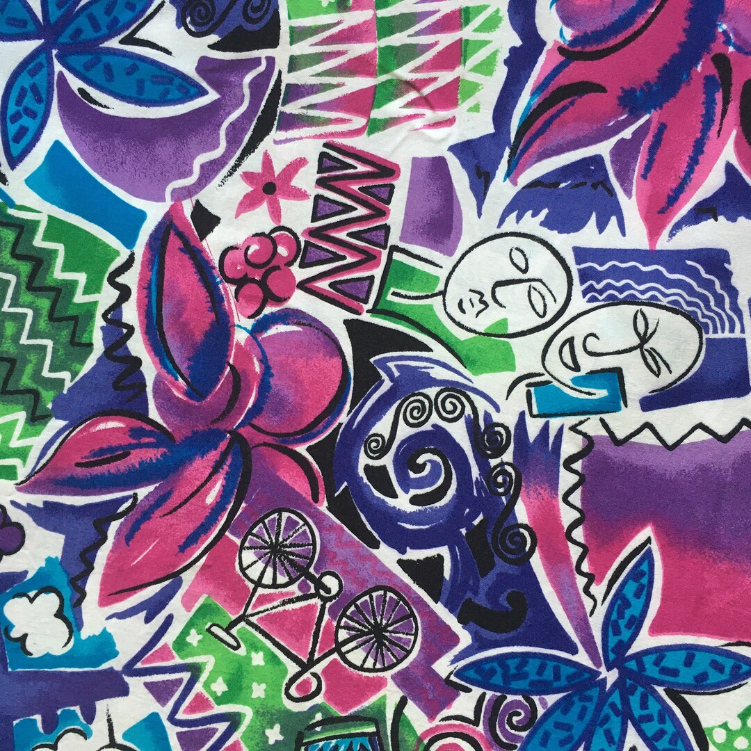 Wild Floral Cotton Print Fabric/pink Wild Print Fabric/wild Floral ...