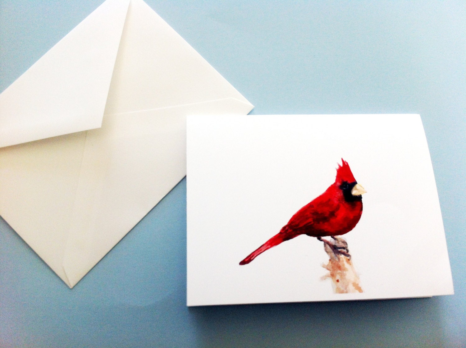 Watercolor Bird Card Red Cardinal - Etsy