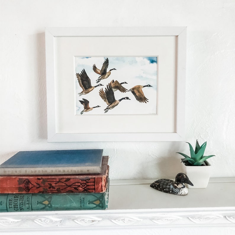 Canada Geese in Flight Watercolor Painting - Etsy