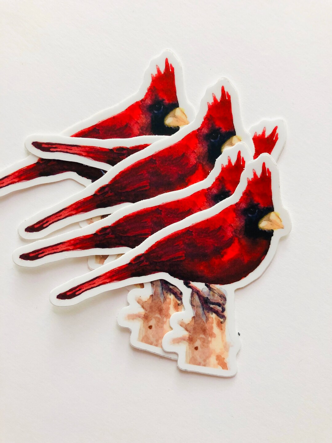 Cardinal Bird Sticker, Vinyl Red Bird Watercolor Decal - Etsy