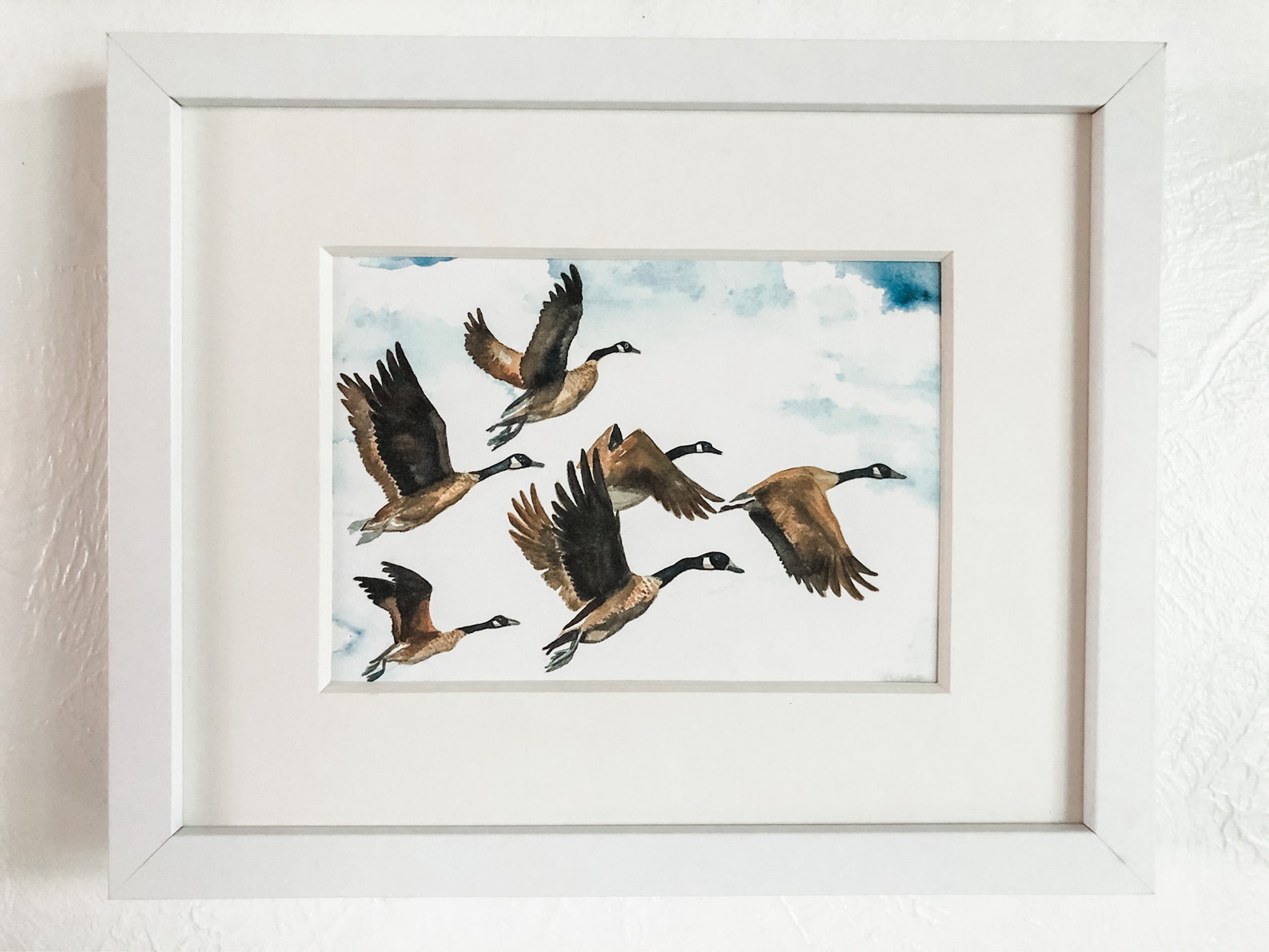 Canada Geese in Flight Watercolor Painting - Etsy