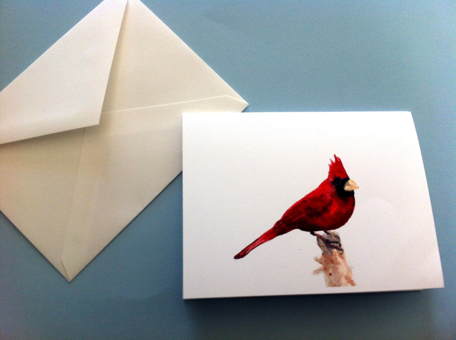 Watercolor Bird Card Red Cardinal - Etsy