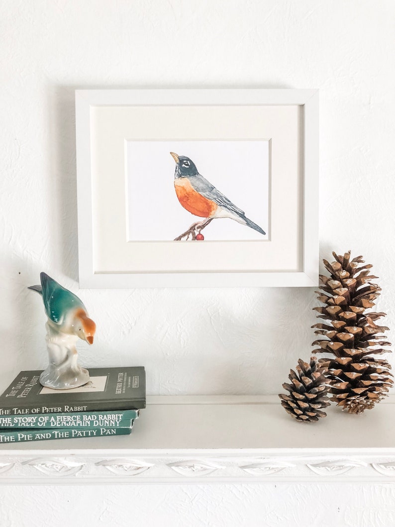 Watercolor Robin Print Bird Art Robin Painting Robin Red | Etsy