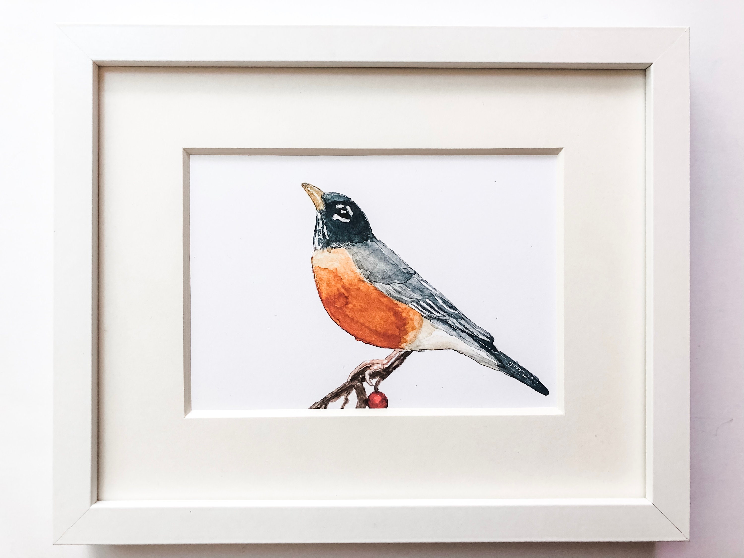Watercolor Robin Print bird art robin painting robin red | Etsy