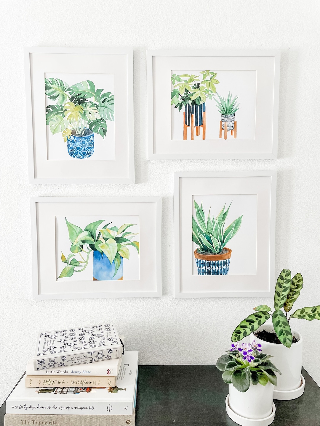 Watercolor House Plant Prints, Set of 4, Instant Gallery Wall - Etsy