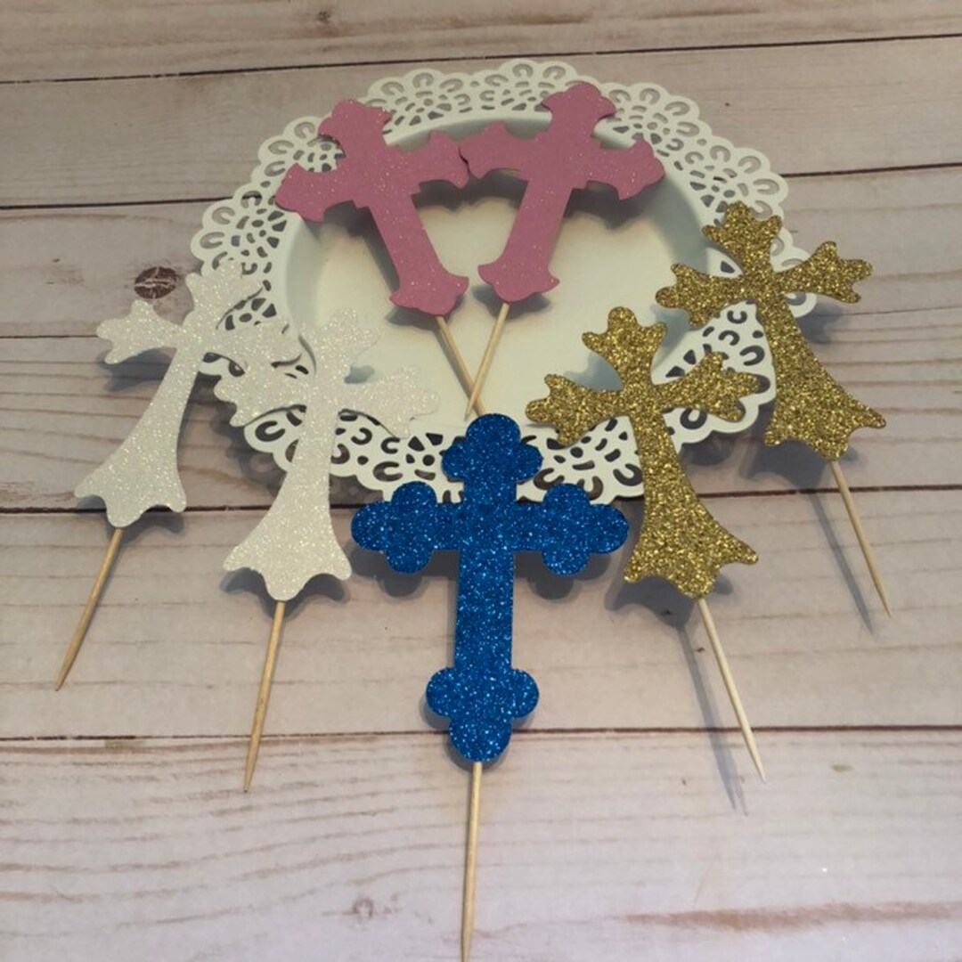 Christening Cross, Baptism Cross, Cupcake Cross Topper, Holy Communion ...