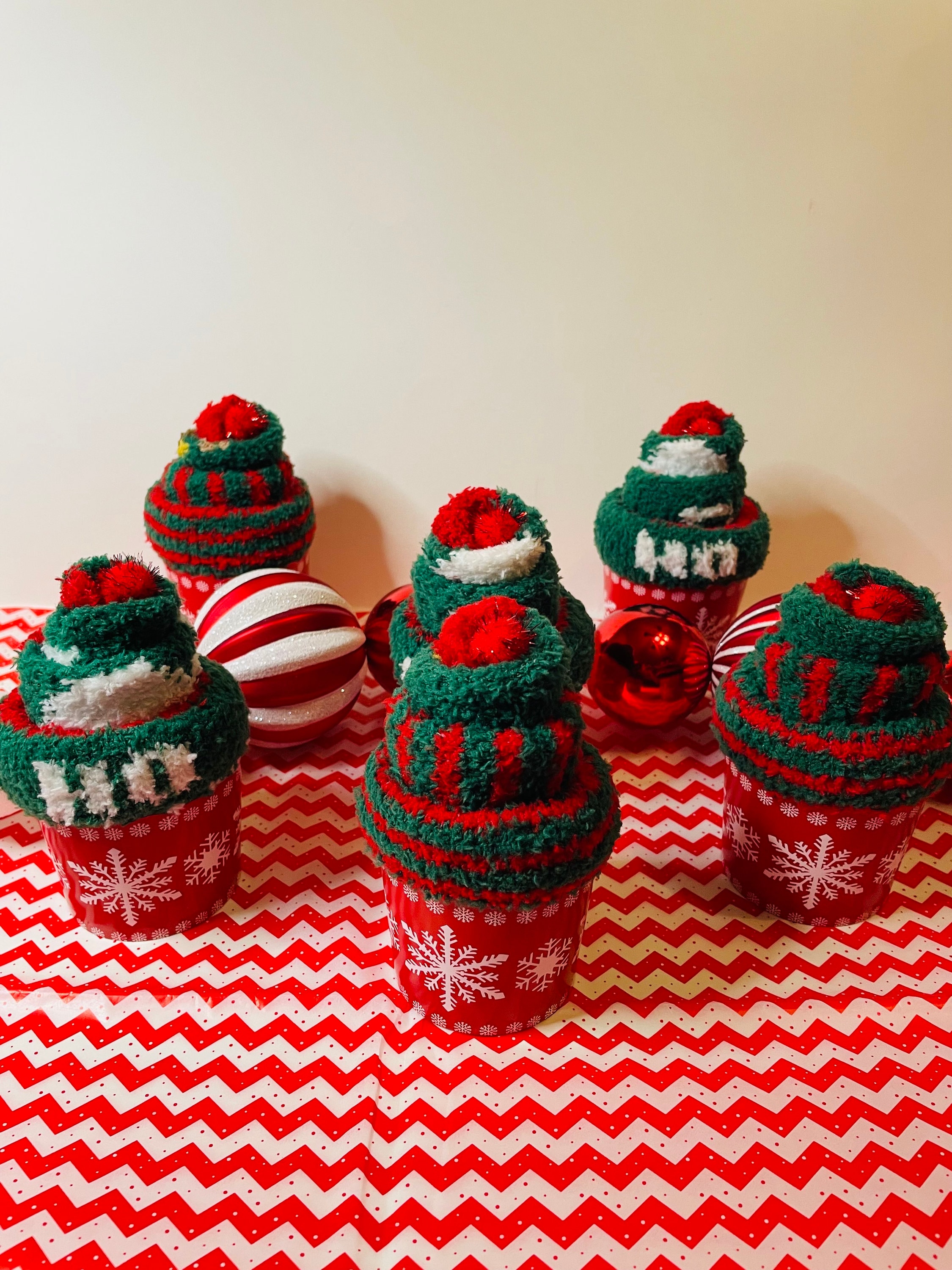 Christmas Fuzzy Sock Cupcake, Stocking Stuffers, Holiday Booties Gift ...