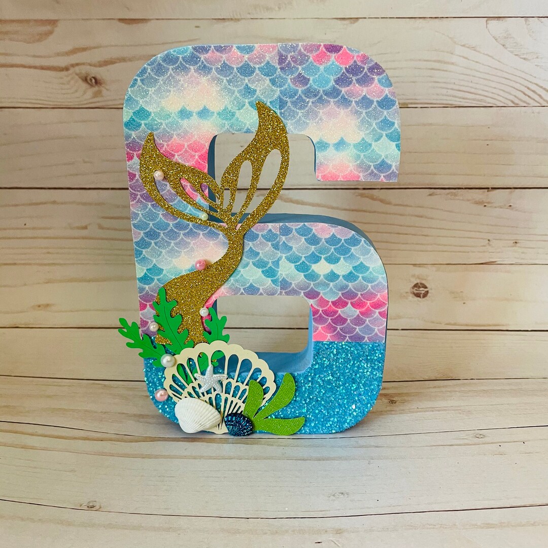 Mermaid Birthday, Mermaid Number, Birthday Number, Mermaid Centerpiece ...
