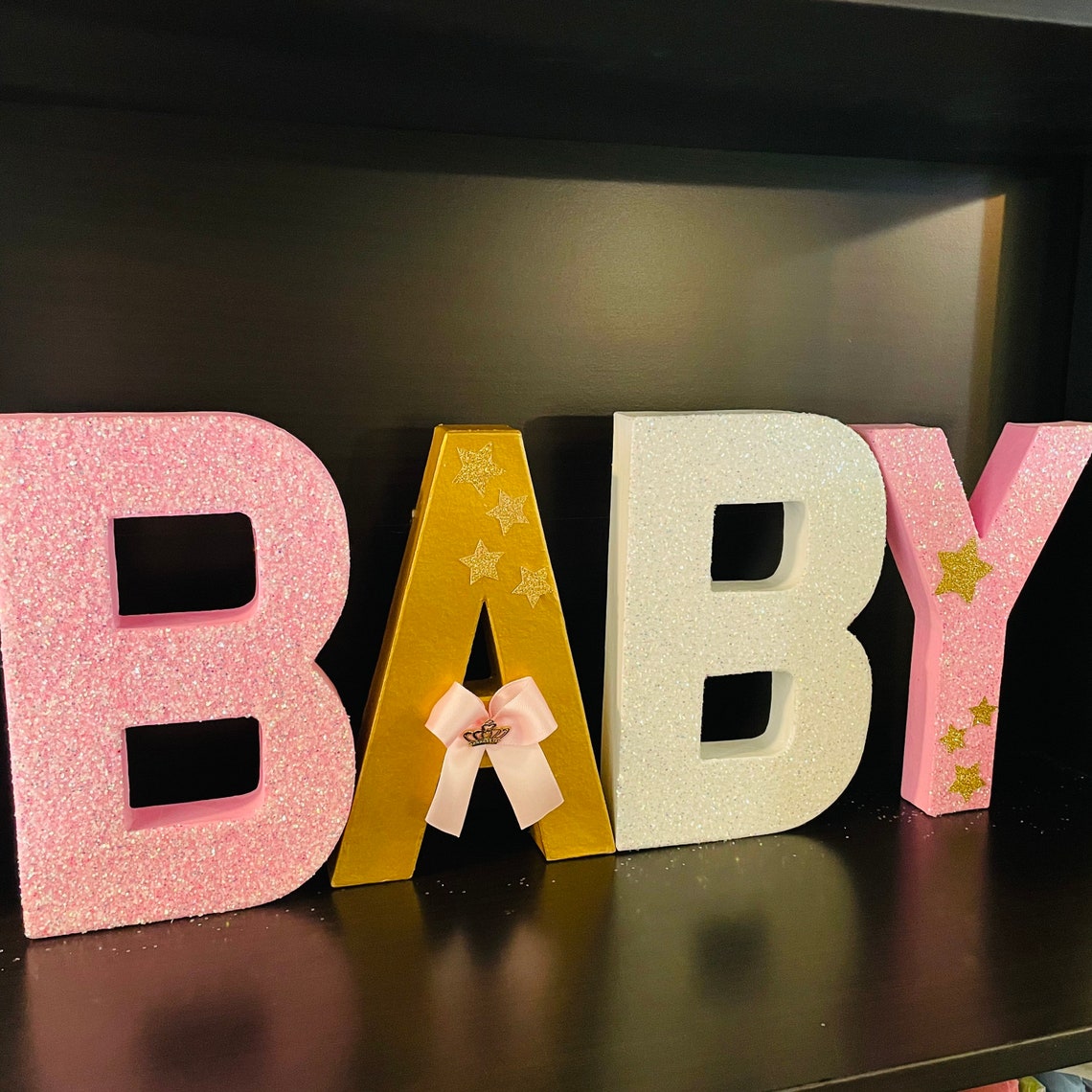 Baby Letters Baby Shower Centerpiece Pink & Gold Baby - Etsy