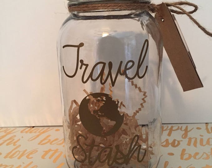 32oz 1 Qt Dollar Coin Money Slot Lid Glass Mason Jar Custom Vinyl Text ...