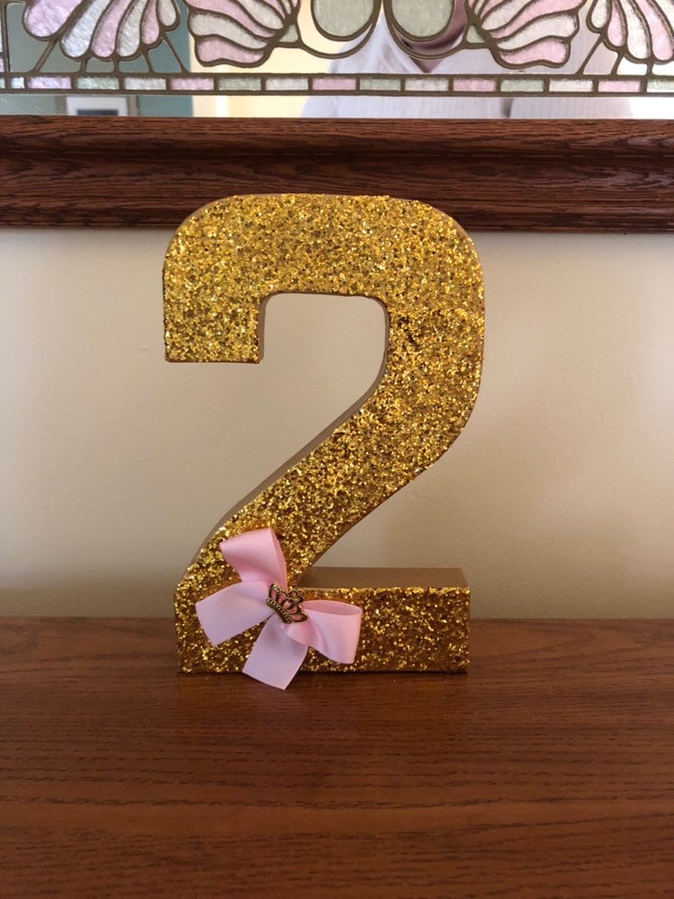 Second Birthday Pink and Gold Number Two Pink and Gold 2nd | Etsy