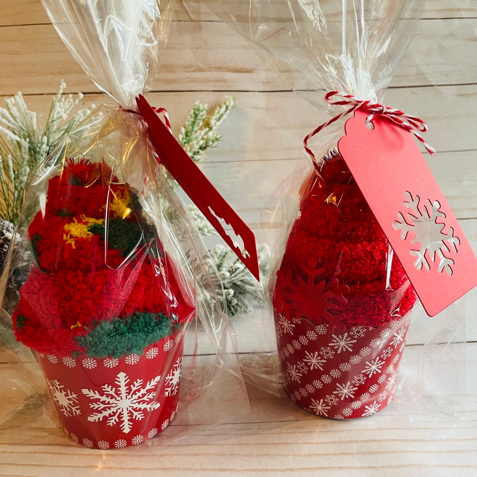 Christmas Fuzzy Sock Cupcake, Stocking Stuffers, Holiday Booties Gift ...