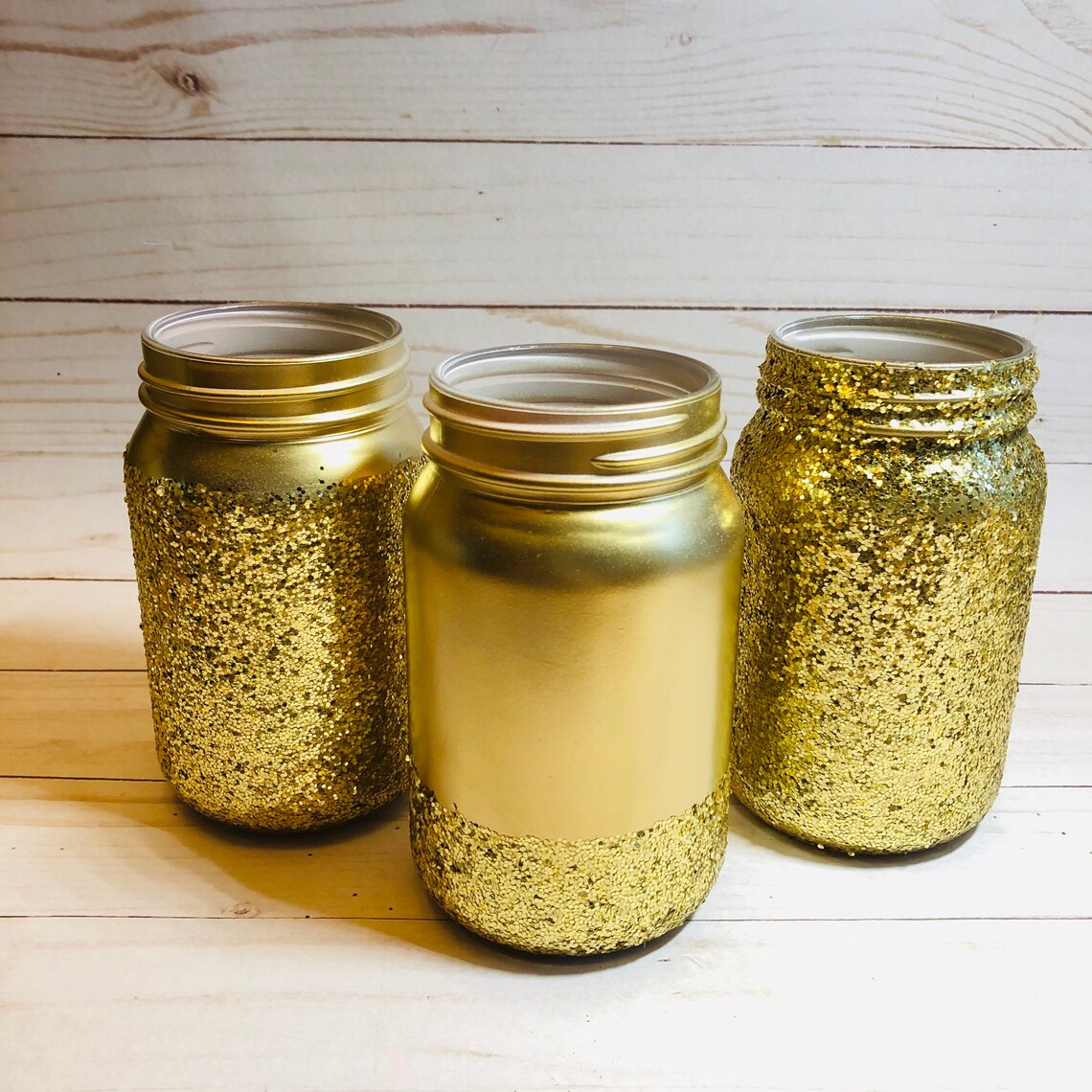 Glittered Gold Mason Jar Centerpiece: Wedding, Shower Decor - Etsy