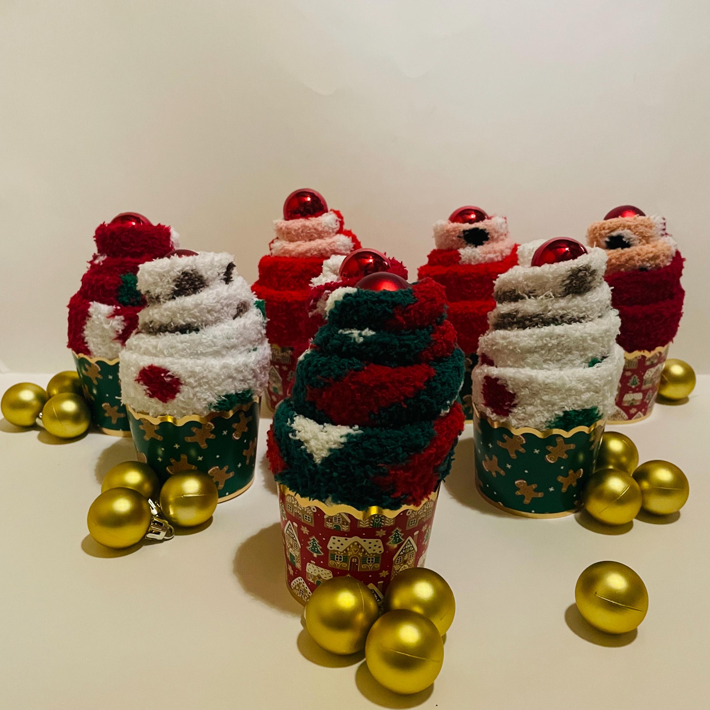 Christmas Fuzzy Sock Cupcake, Stocking Stuffers, Holiday Booties Gift ...