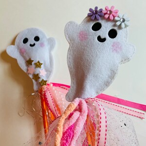 White Boho Boo Wand, Hippie Ghost Wand, Groovy Halloween, Halloween Boo ...