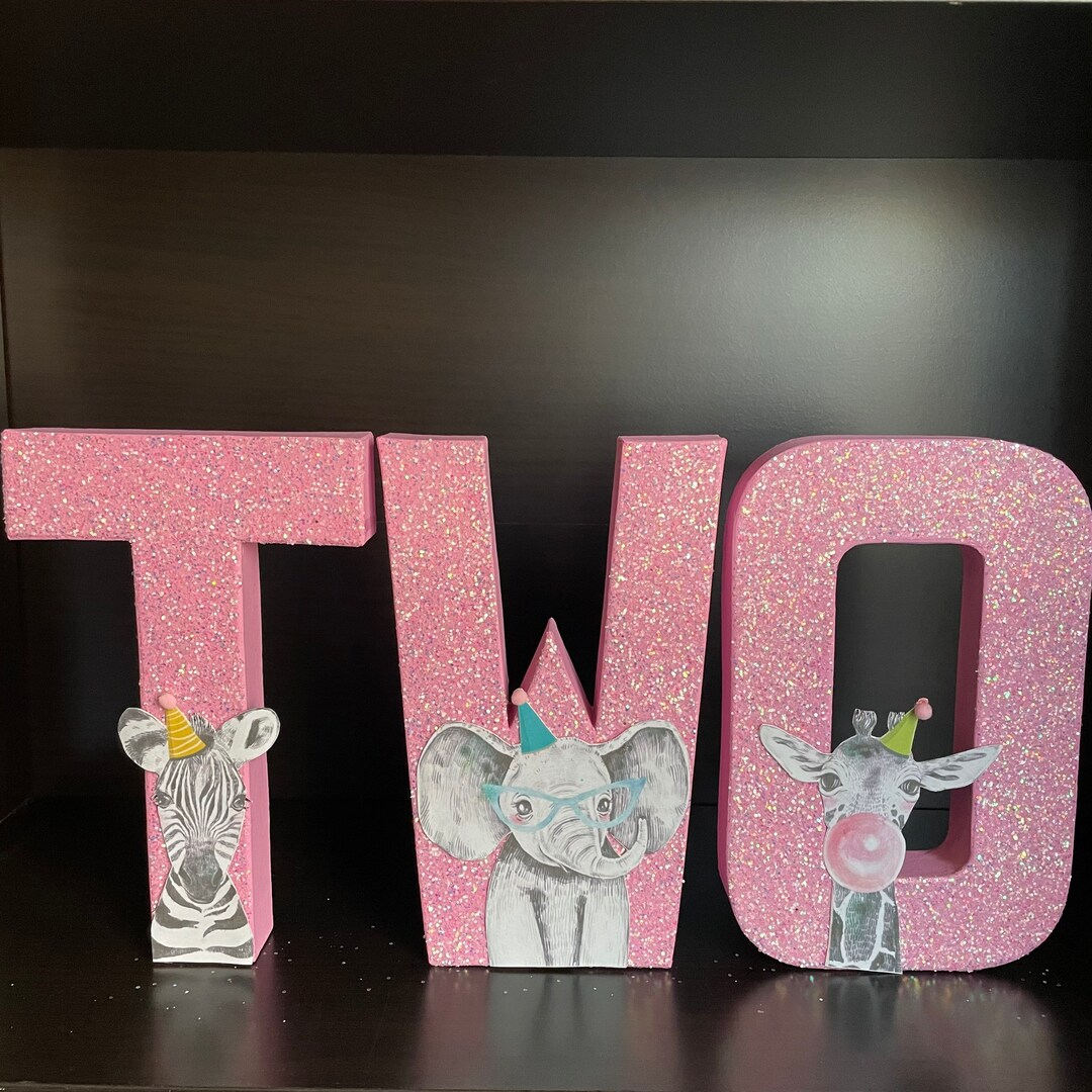 Number Two Wild Birthday Number: Glitter Animal Party Decor - Etsy