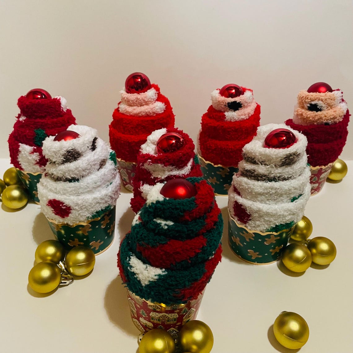 Christmas Fuzzy Sock Cupcake, Stocking Stuffers, Holiday Booties Gift ...