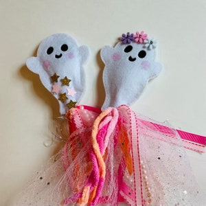 White Boho Boo Wand, Hippie Ghost Wand, Groovy Halloween, Halloween Boo ...