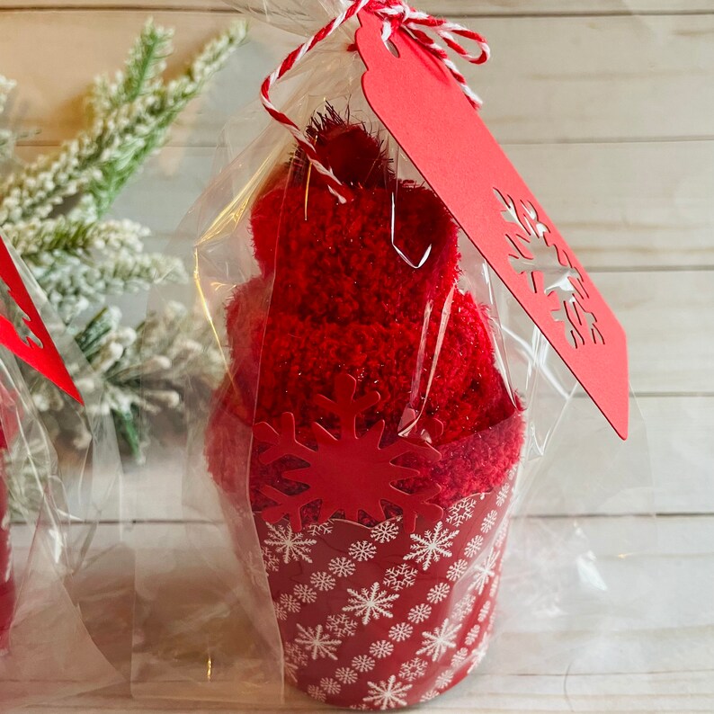 Christmas Fuzzy Sock Cupcake, Stocking Stuffers, Holiday Booties Gift ...