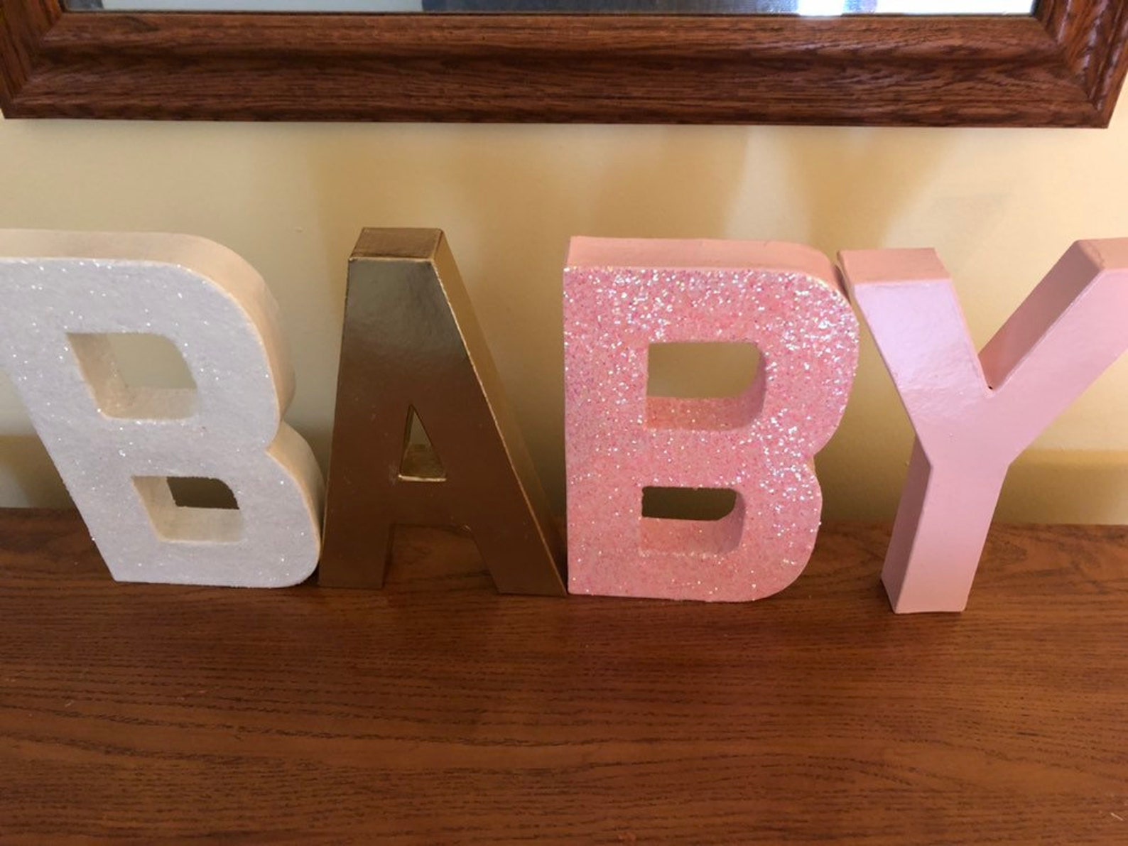 Baby letters Baby Shower Centerpiece Pink & Gold Baby | Etsy