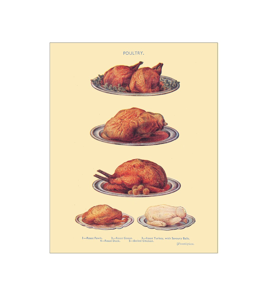 1940s Cookbook Print. Vintage Poultry Dishes. Enhanced Print - Etsy